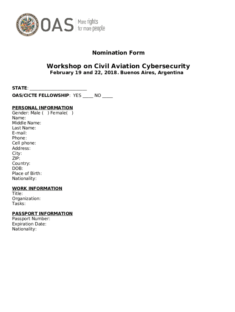 Nomination Workshop on Civil Aviation ... - ICAO Doc Template | pdfFiller