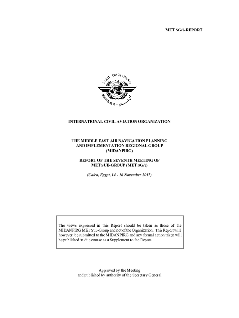 Fillable Online met sg/7-report international civil aviation organization ... - ICAO Fax Email ...