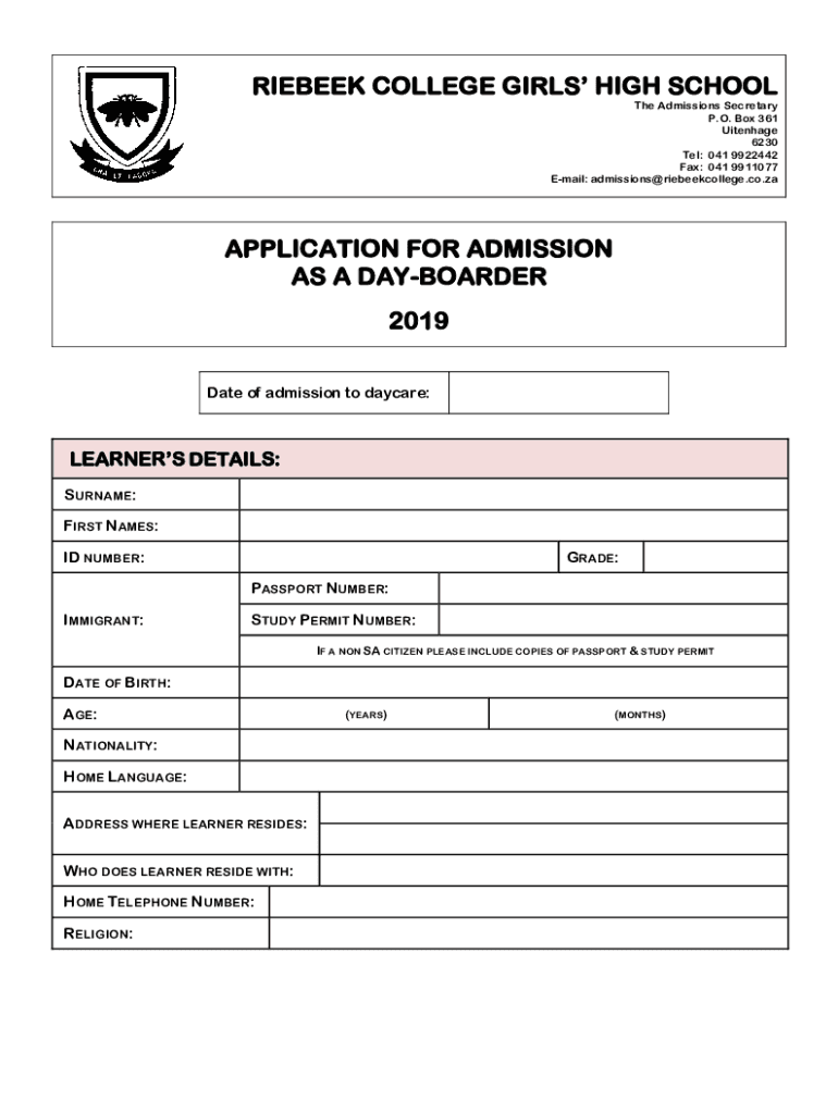 Fillable Online Get the Online school application form - Riebeek College ... Fax Email Print ...