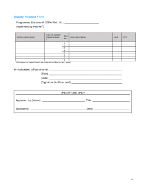Supply Request - unicef.org Doc Template | pdfFiller