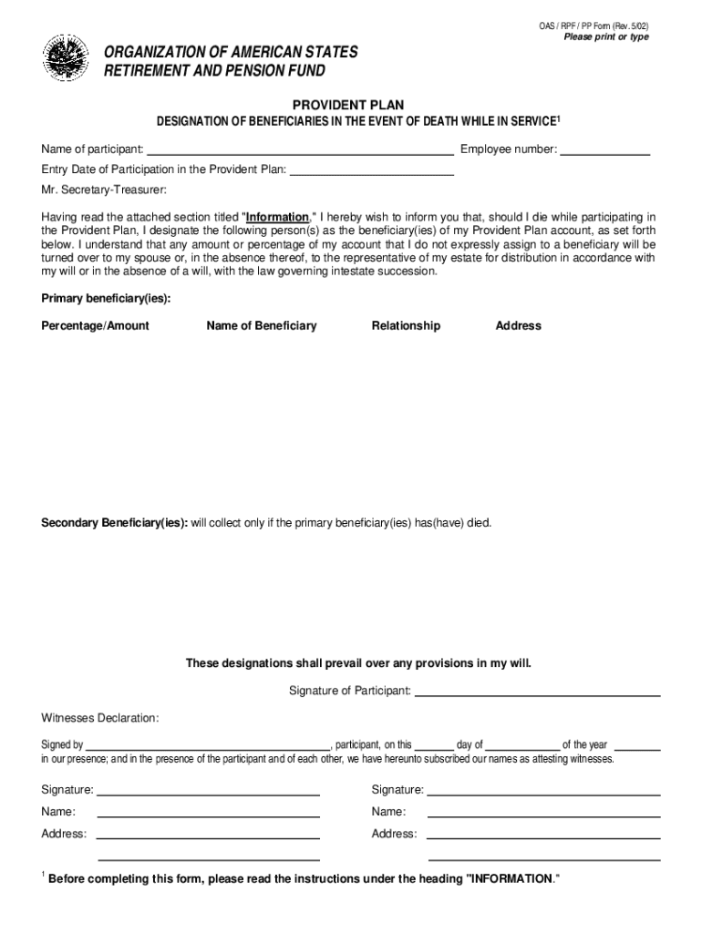 Fillable Online Form P - PP for all participants of the Provident Plan ...
