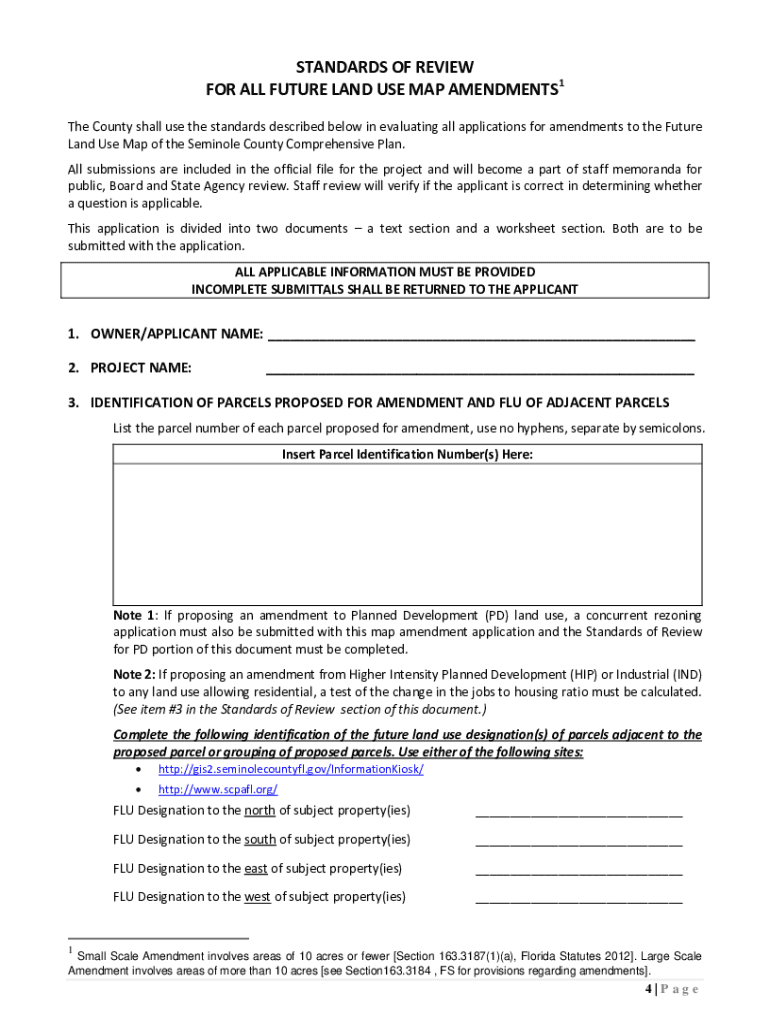 Fillable Online Rezoning And Land Use Amendment Application - Seminole ...
