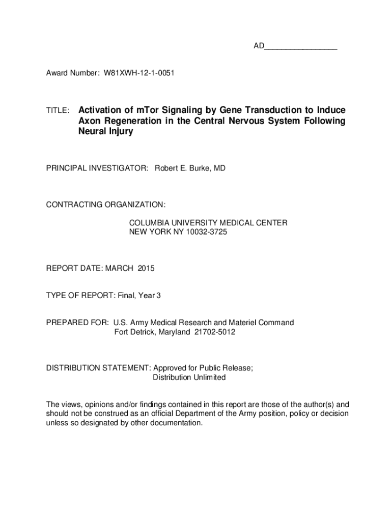 Fillable Online Activation of mTor Signaling by Gene Transduction to ... - Dtic Fax Email Print ...