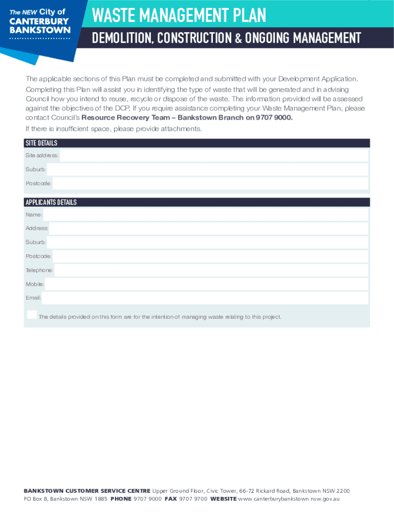 Fillable Online Construction Waste Management Plan Sample: Use this ...