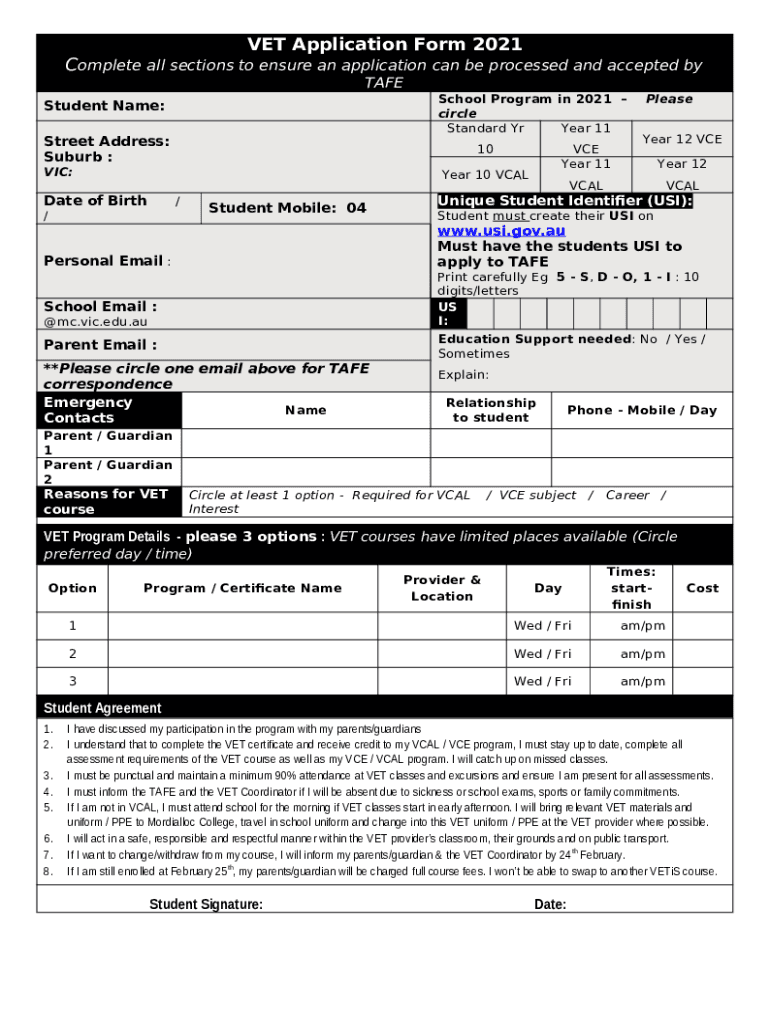 VETis and Pathway Program Application Doc Template | pdfFiller