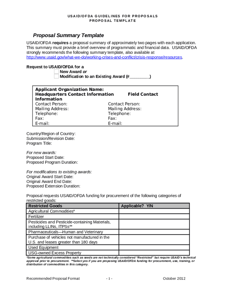 Proposal Summary Template Doc Template | pdfFiller