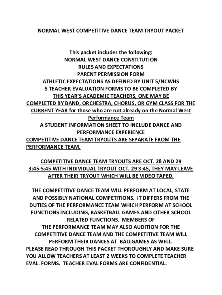 Fillable Online Competition tryout packet (3).docx Fax Email Print ...