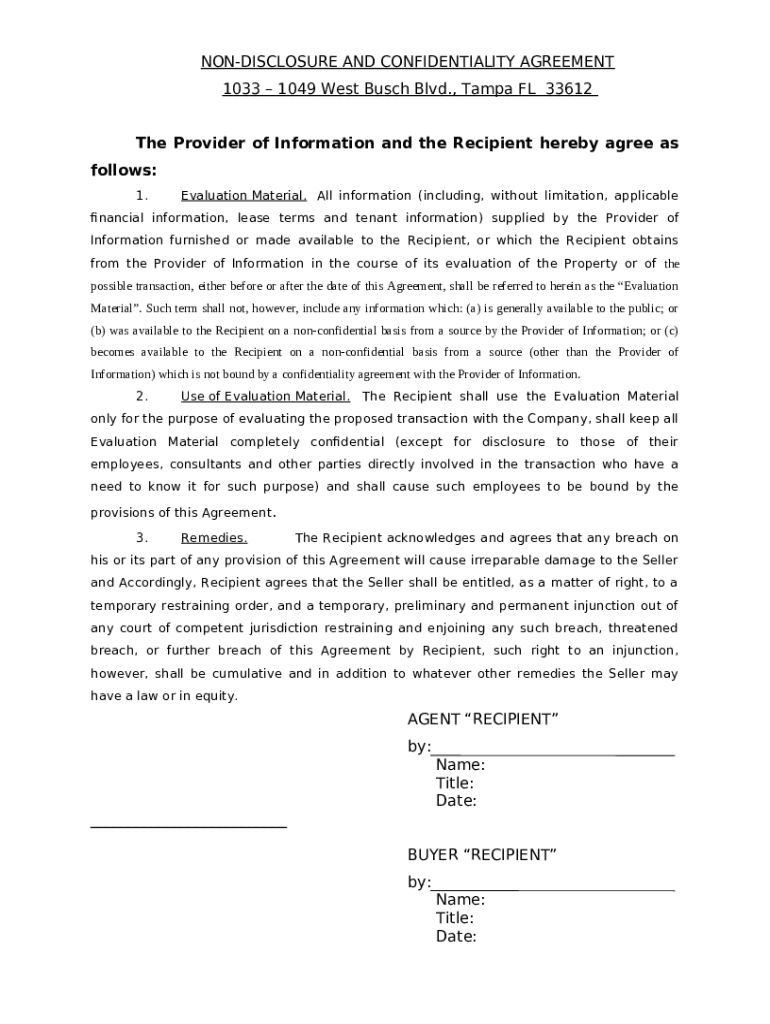 confidentiality and non-disclosure agreement - JLL Doc Template | pdfFiller