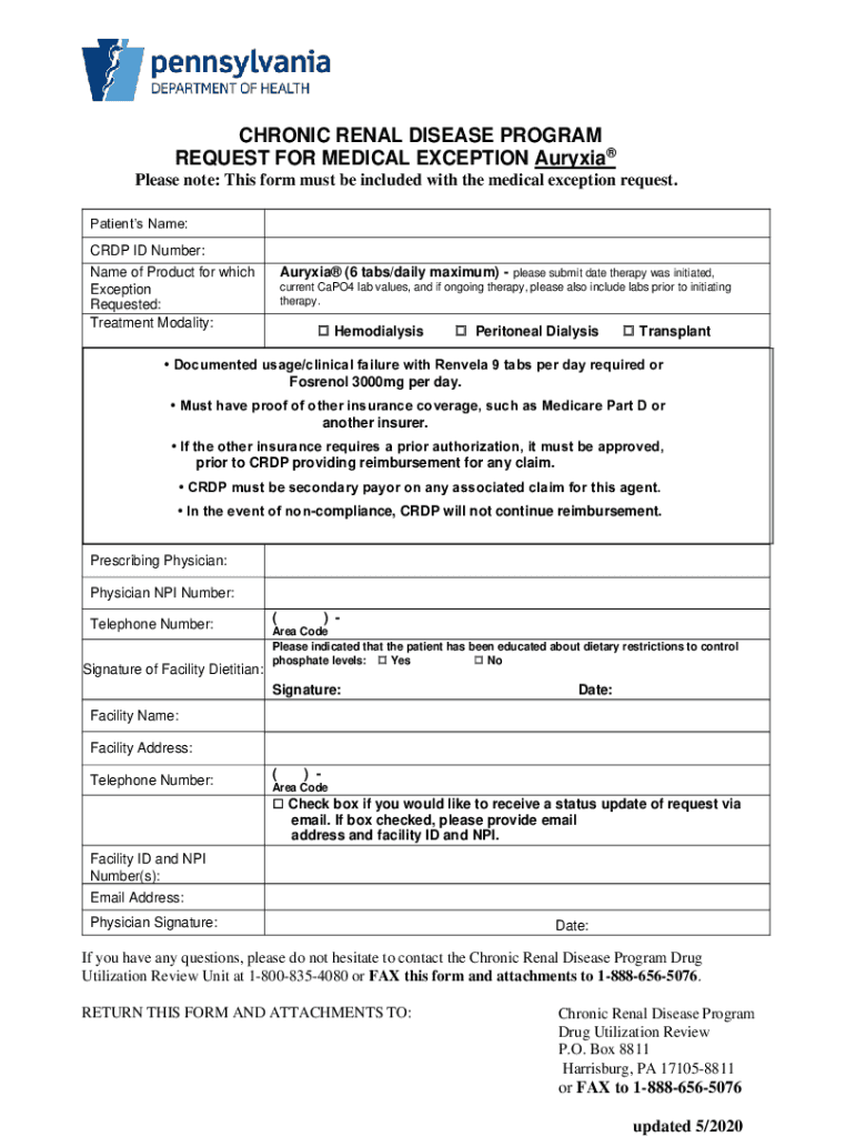 Fillable Online Auryxia Medical Exception Form Fax Email Print - pdfFiller