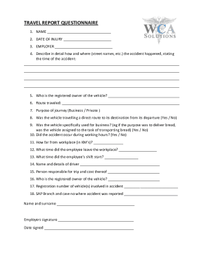 Travel Report Questionnaire - Fill Online, Printable, Fillable, Blank ...