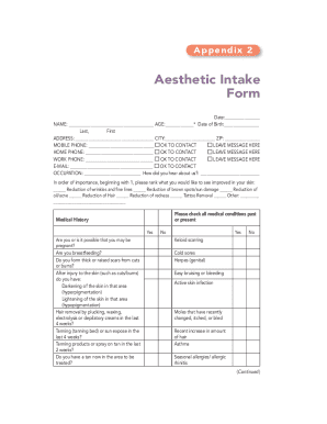 Fillable Online Aesthetic Intake Fax Email Print - pdfFiller