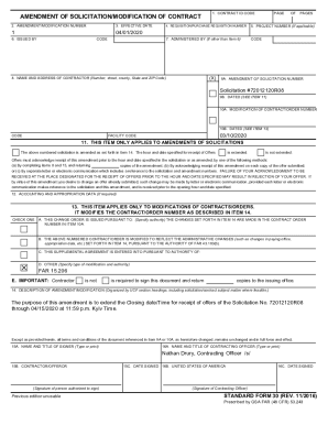 Fillable Online Standard Form 30 - Amendment of Solicitation ... - usaid Fax Email Print - pdfFiller