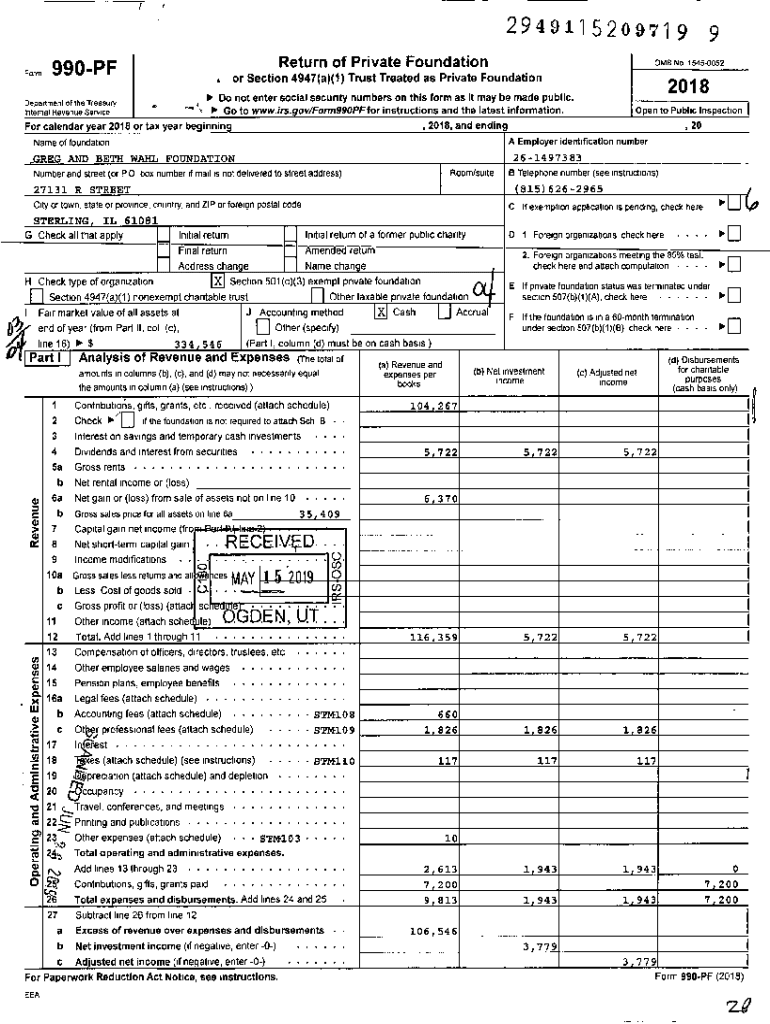 Fillable Online GREG AND BETH WAHL FOUNDATION Fax Email Print - pdfFiller