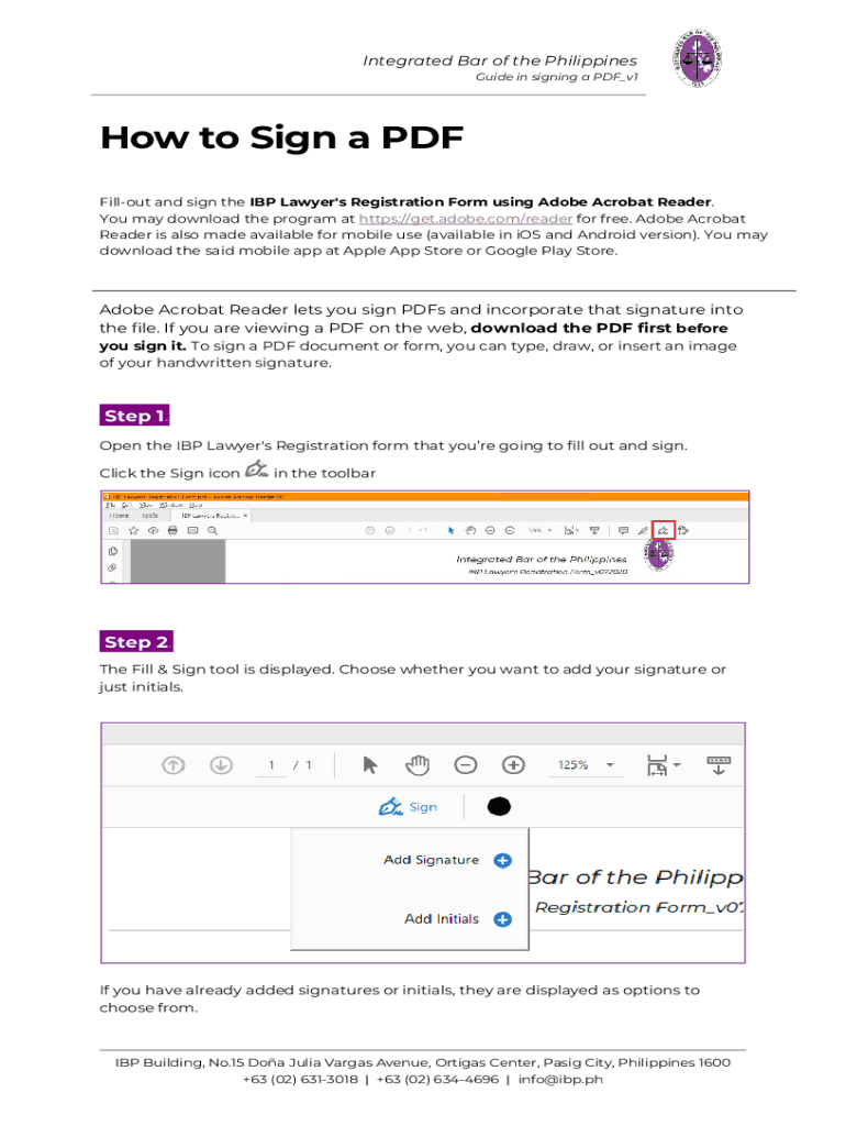 Fillable Online How to Sign a PDF - IBP Lawyers Registration Form Fax ...