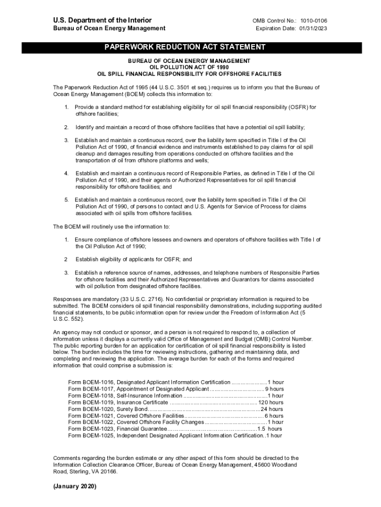 Fillable Online BOEM Form 1016a PRA cover sheet Fax Email Print - pdfFiller
