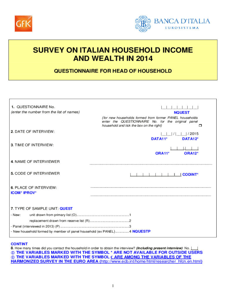 Fillable Online QUESTIONNAIRE FOR HEAD OF HOUSEHOLD Fax Email Print ...
