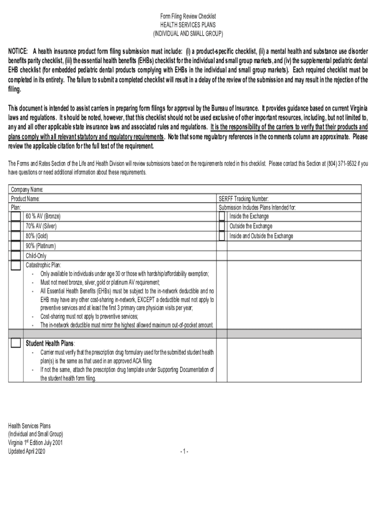 Fillable Online Individual and Small Group Health Services Plans Fax ...