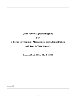 Fillable Online Joint Powers Agreement (JPA) For e-Forms Development ...