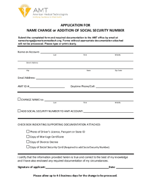 Fillable Online APPLICATION FOR NAME CHANGE or ADDITION OF SOCIAL ...