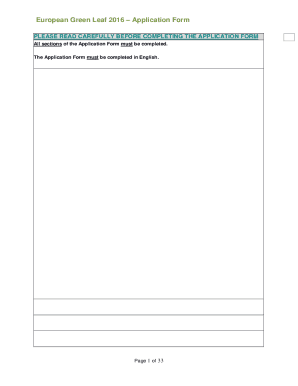 Fillable Online ec europa European Green Leaf 2016 Application Form Fax ...