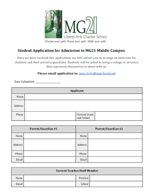 Fillable Online Student Application Form for Middle Campus MG21.docx ...
