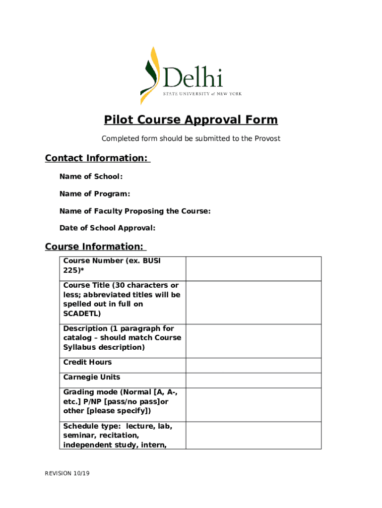 Pilot Course Approval Doc Template | pdfFiller
