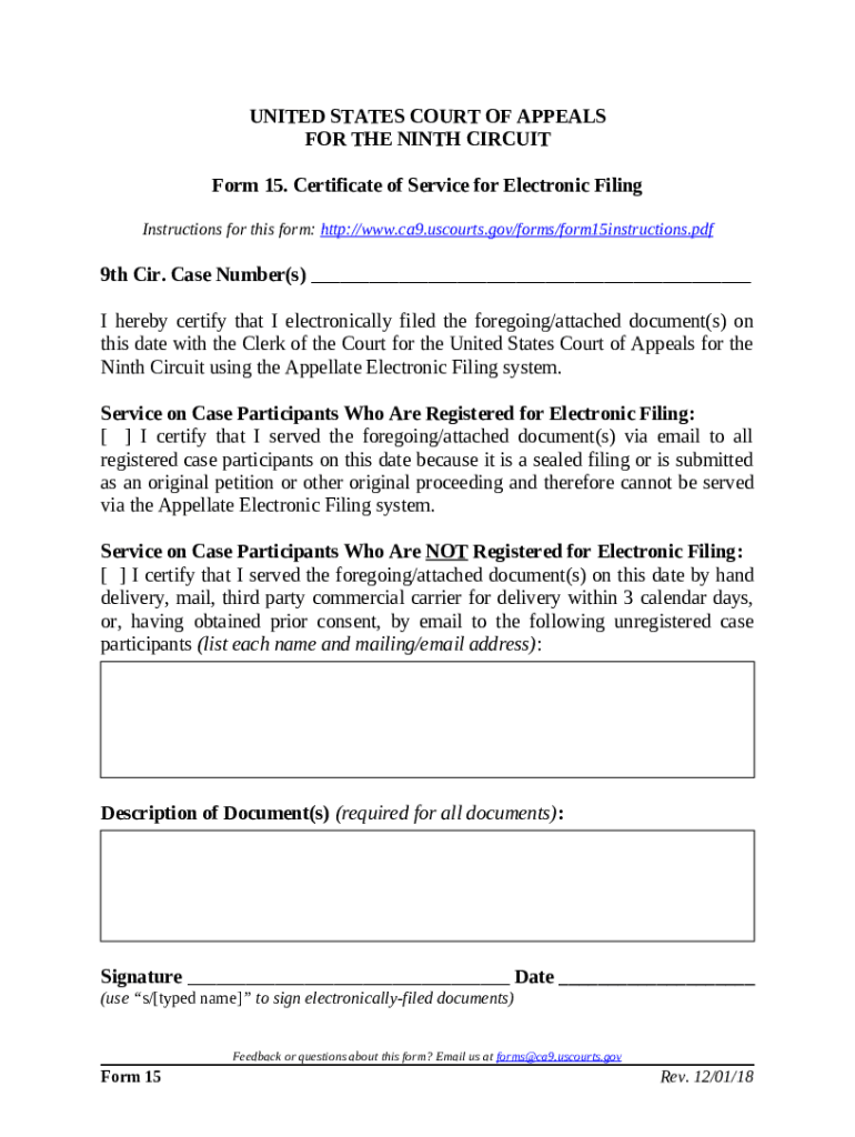 15 Certificate Of Service For Electronic Filing 15 ... Doc Template ...