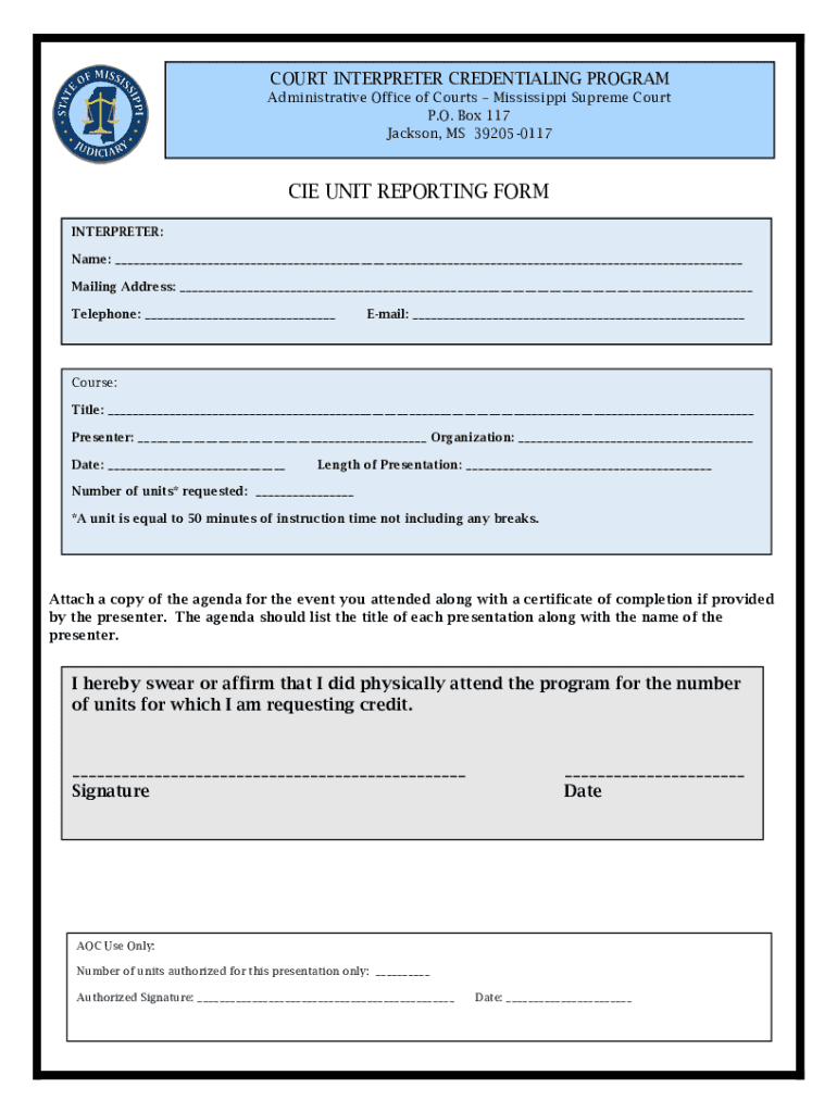 Fillable Online courts ms Court Interpreters Resources and Forms ...
