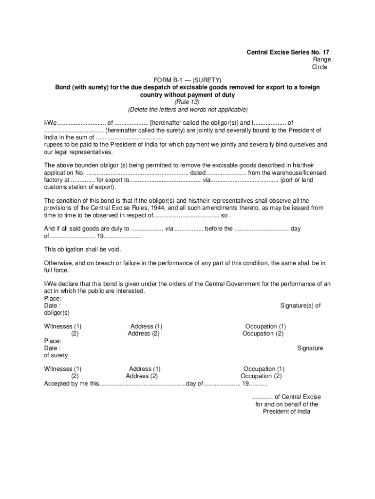 Fillable Online FORM B-1- (SURETY) Fax Email Print - pdfFiller