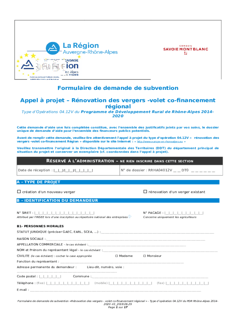 ulaire de demande de subvention Appel projet - Les ... Doc Template | pdfFiller