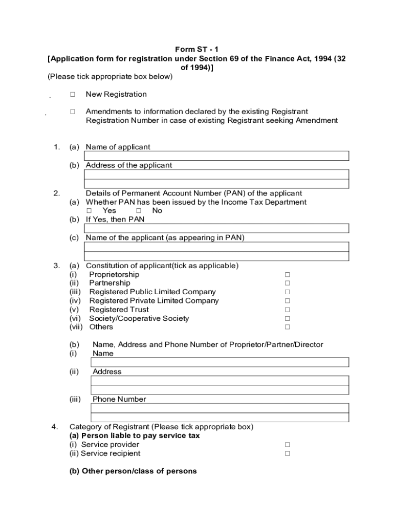 Fillable Online Form ST - 1 Fax Email Print - pdfFiller