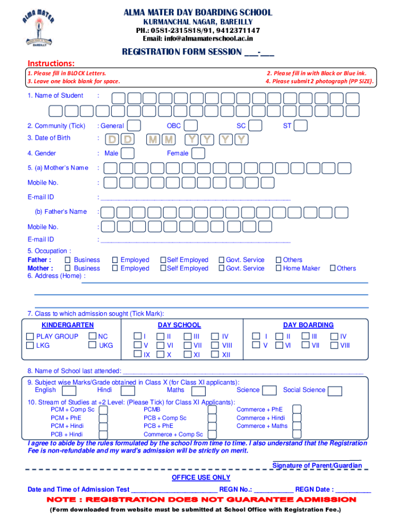 Fillable Online Student Registration Form - 5 Free Templates in PDF ...