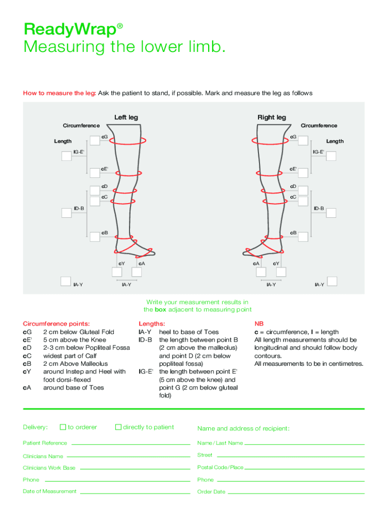 Fillable Online ReadyWrap Measuring the lower limb. - Cosmac Healthcare ...