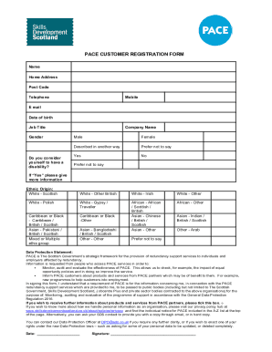 Fillable Online PACE CUSTOMER REGISTRATION FORM Fax Email Print - pdfFiller