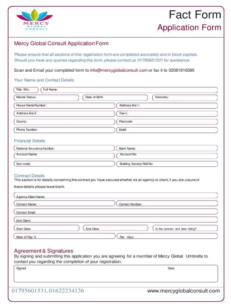 Fillable Online Fact Form Fax Email Print - pdfFiller