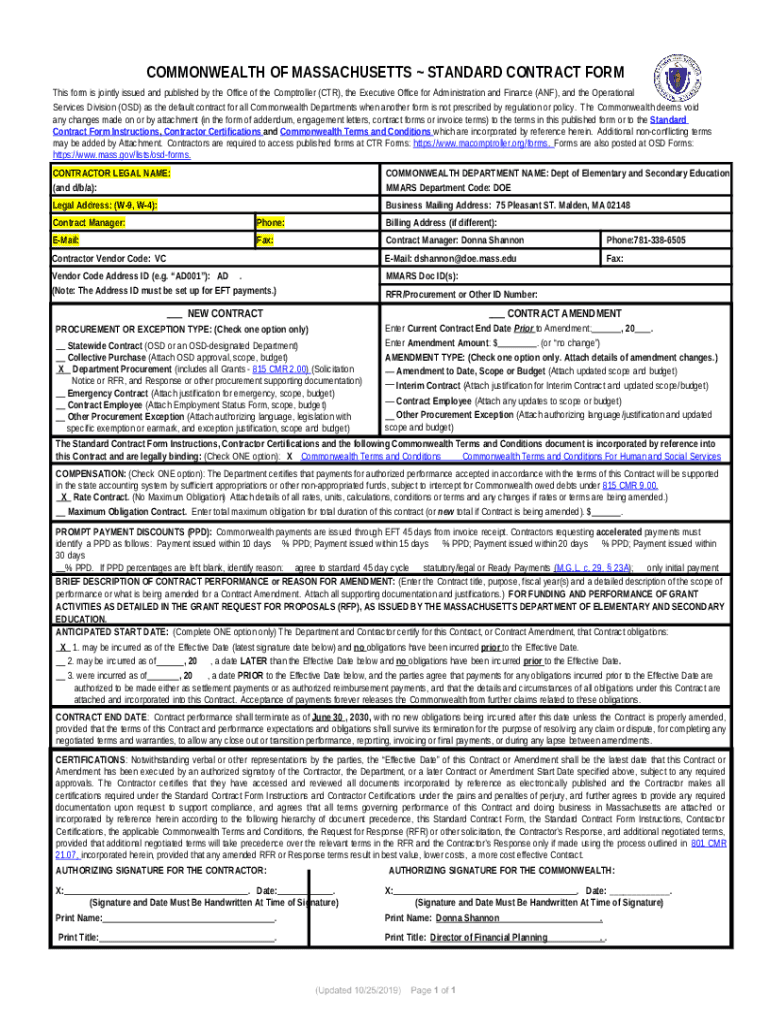 Commonwealth of Massachusetts Standard Contract ... Doc Template ...