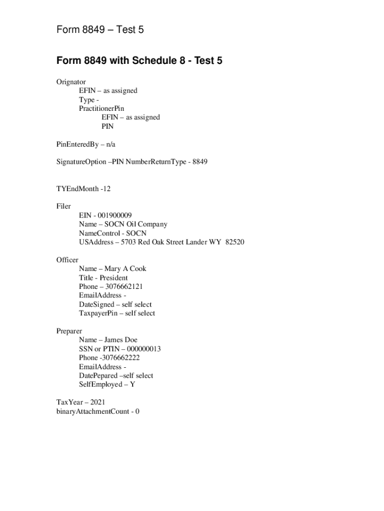 Fillable Online Form 8849 Test 5 Fax Email Print - pdfFiller
