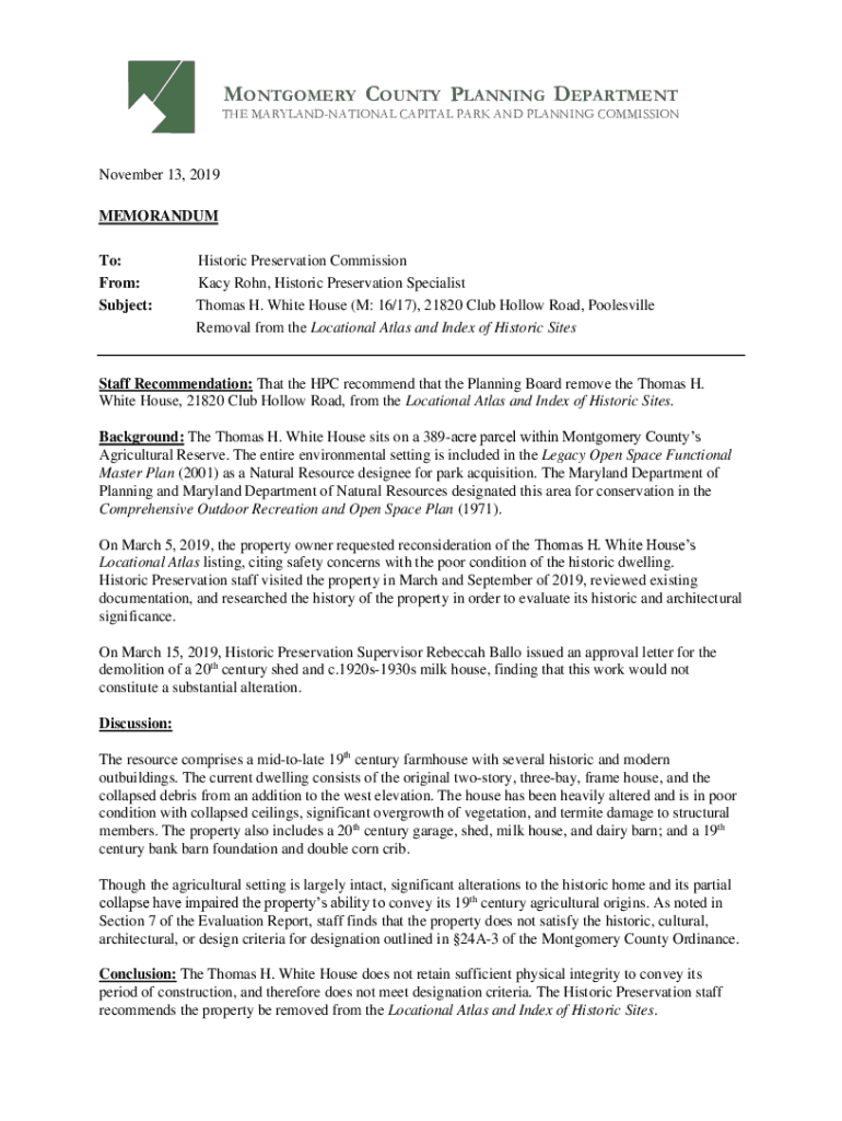 Fillable Online MONTGOMERY COUNTY PLANNING DEPARTMENT ...