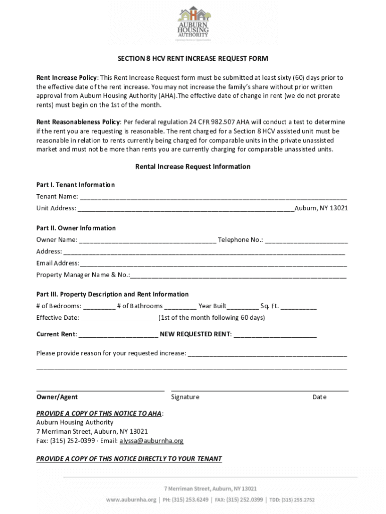 Fillable Online Rent Increase/Decrease Request Form - New York City Fax Email Print - pdfFiller