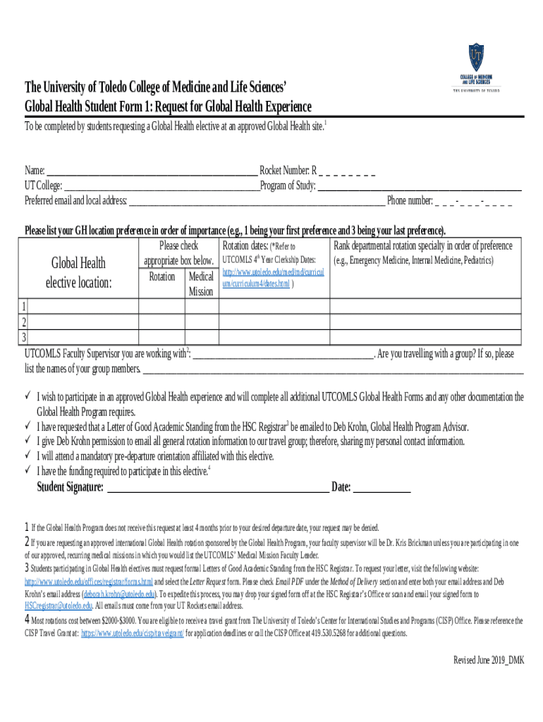student 1: request for global health experience (word doc) Doc Template ...
