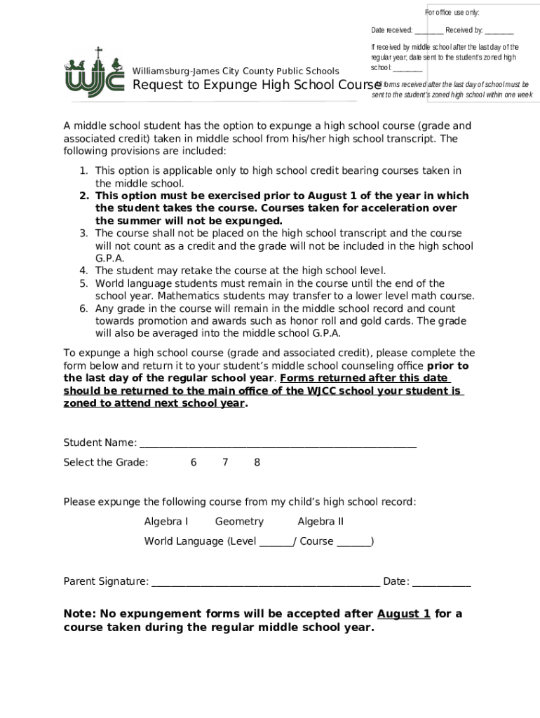Request To Expunge High School Course Doc Template PdfFiller Request To Expunge High School Course Doc Template PdfFiller