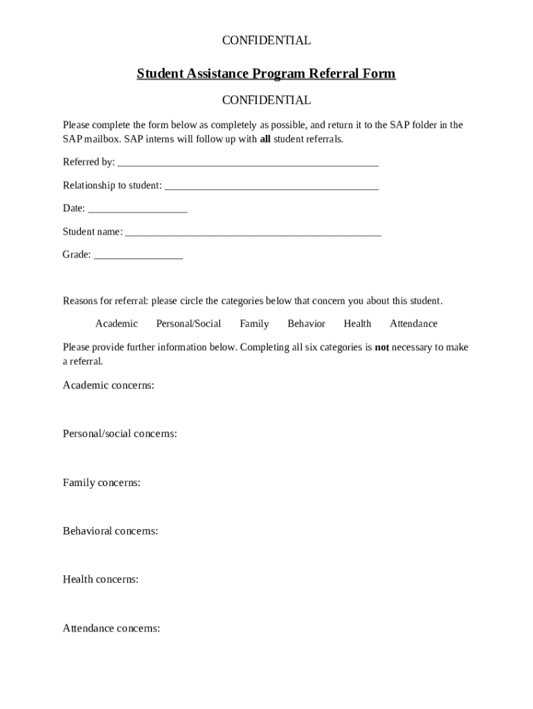 Student Assistance Program Referral & Consent Doc Template | pdfFiller