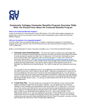 Fillable Online Community Colleges Commuter Benefits Program Overview ...