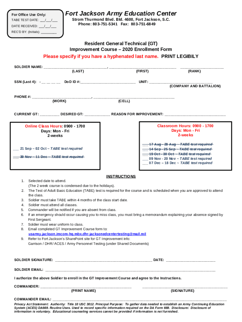 BSEP COURSE ENROLLMENT Doc Template | pdfFiller