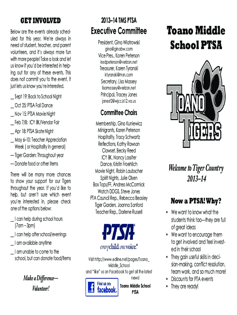 Fillable Online Toano Middle School PTSA Fax Email Print - pdfFiller