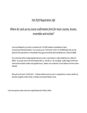 Fillable Online Where Do I Pick Up Music Course Confirmation Forms ...