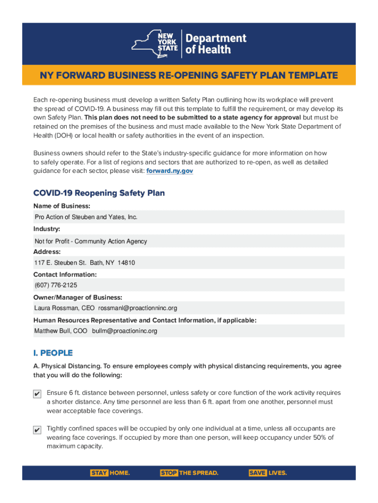 Fillable Online NY FORWARD SAFETY PLAN TEMPLATE - Kendal at Ithaca Fax ...