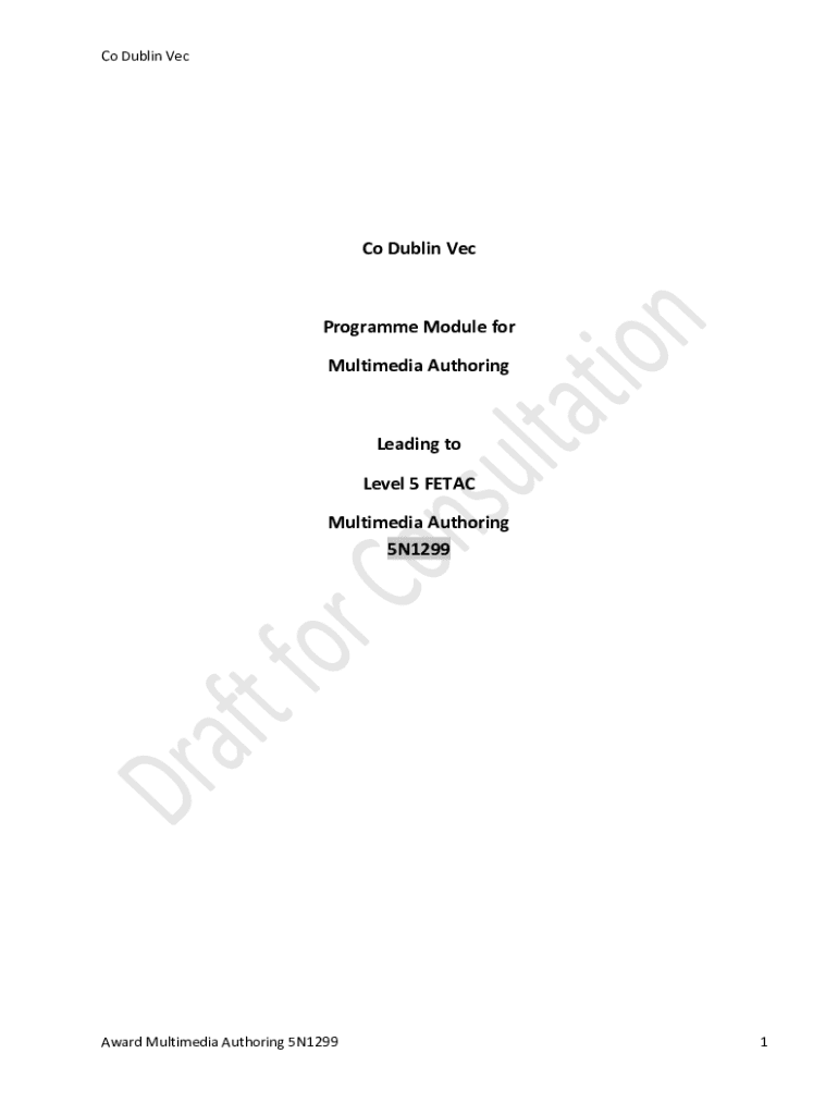 Fillable Online Co Dublin Vec Programme Module for Multimedia Authoring ... Fax Email Print ...