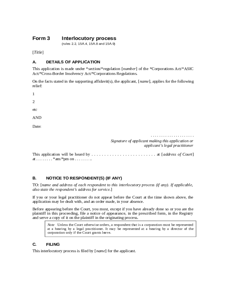 3 - Federal Court of Australia Doc Template | pdfFiller