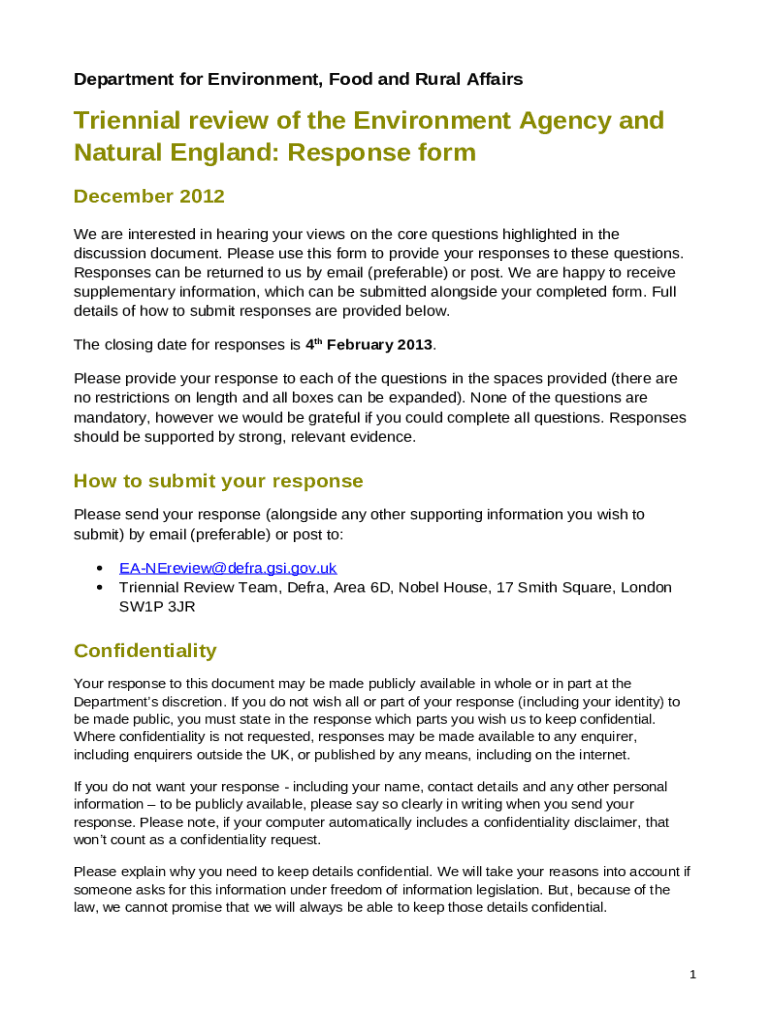 Response : Triennial review of the Environment ... - Gov.uk Doc ...